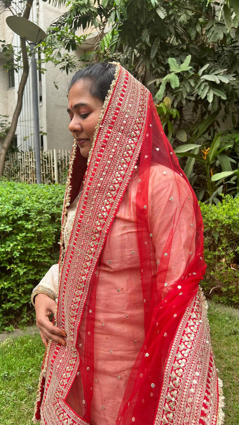 Bridal Dupatta Heavy in Red – Inhika.com