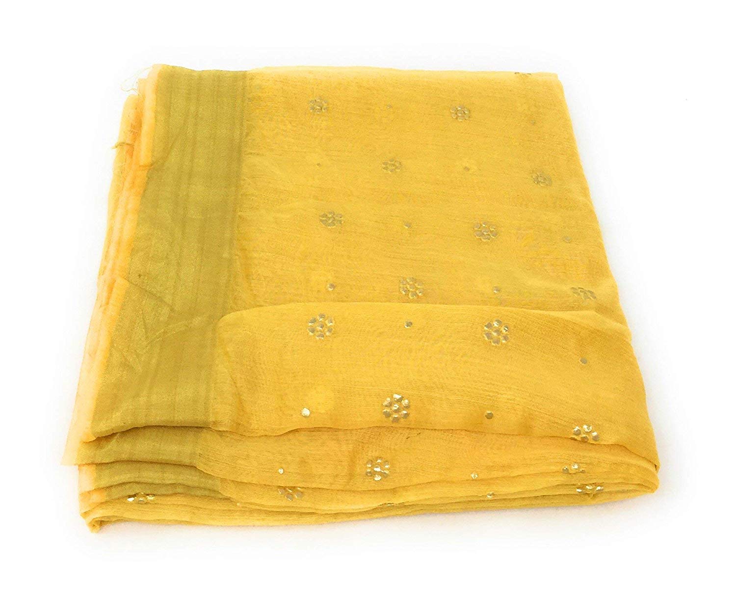 Yellow Chuni in Chanderi Fabric n Gold Print – Inhika.com